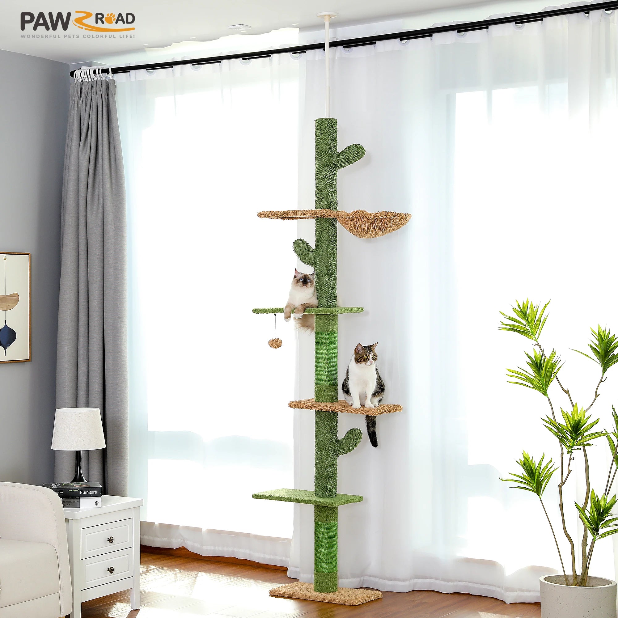 Adjustable floor-to-ceiling cactus-shaped cat tree - Model: "CactusEsc ...